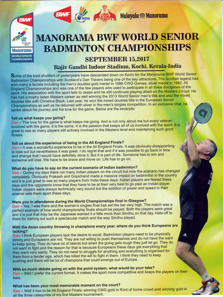DAN TRAVERS WORLD SENIOR INTERVIEW - Apacs Badminton